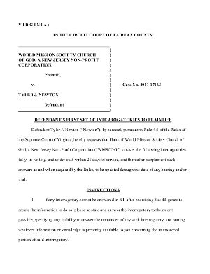 Newton First Set of Interrogatories - WMSCOG vs. Colon, Newton VA #2011 ...
